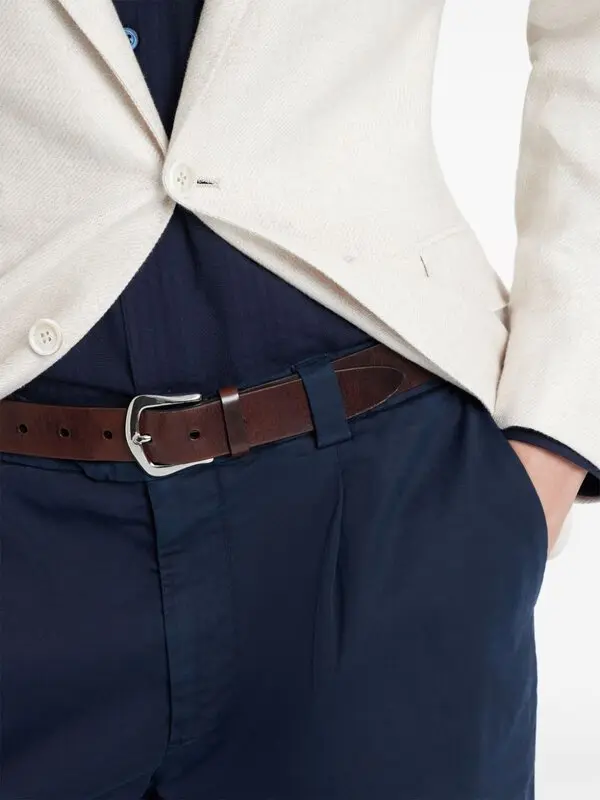 Brunello Cucinelli Leather Belt With Silver-tone Buckle