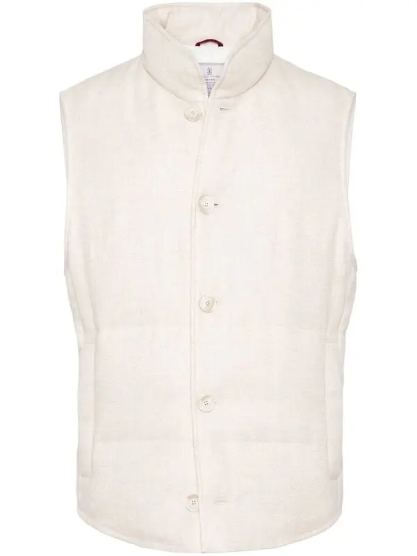Brunello Cucinelli High-neck Linen-blend Gilet