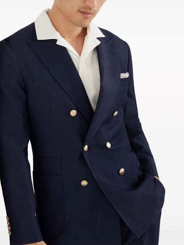 Brunello Cucinelli Double-breasted Wool-blend Blazer
