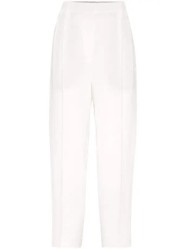 Brunello Cucinelli High-waisted Cropped Trousers - White