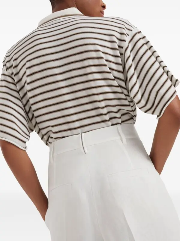 Brunello Cucinelli High-waisted Cropped Trousers - White