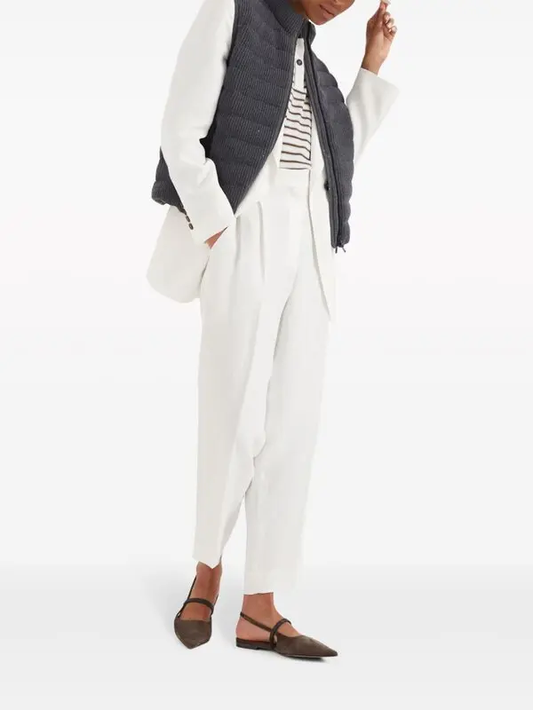 Brunello Cucinelli High-waisted Cropped Trousers - White