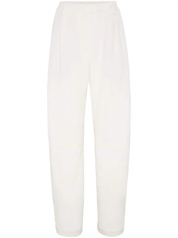 Brunello Cucinelli Pintuck-detail Straight-leg Trousers - White