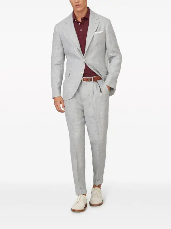 Brunello Cucinelli Notched-lapels Single-breasted Blazer - Grey