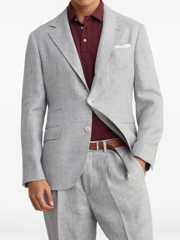 Brunello Cucinelli Notched-lapels Single-breasted Blazer - Grey