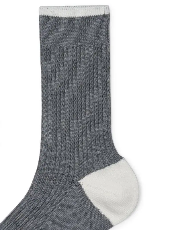 Brunello Cucinelli Ribbed-knit Socks - Grey