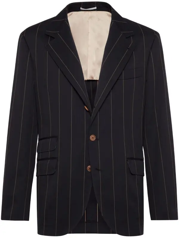 Brunello Cucinelli Stripe-pattern Wool-blend Blazer