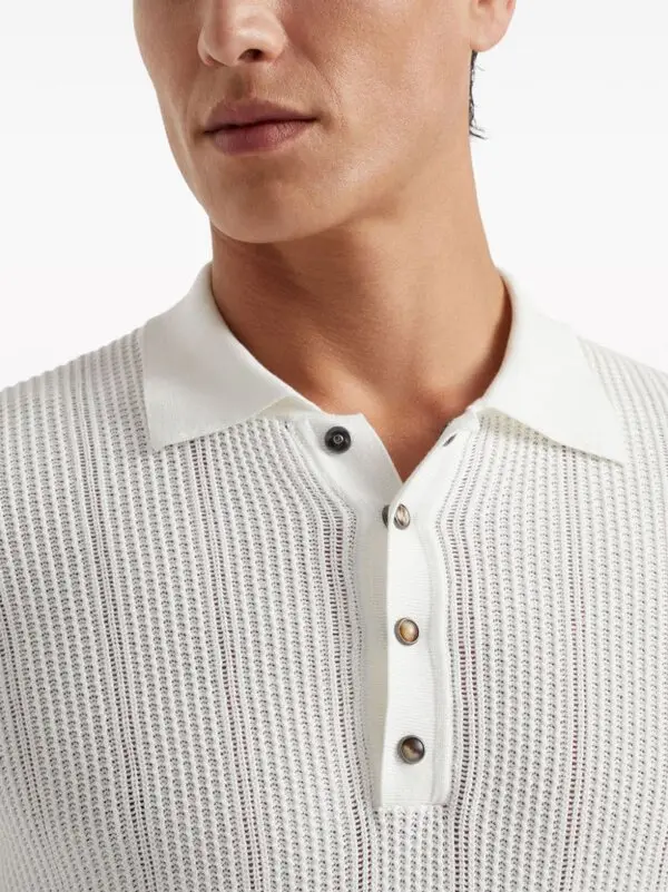 Brunello Cucinelli Long-sleeve Cotton Polo Shirt - White