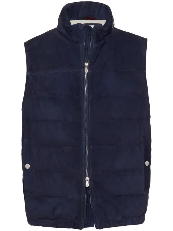 Brunello Cucinelli High-neck Padded Gilet - Blue