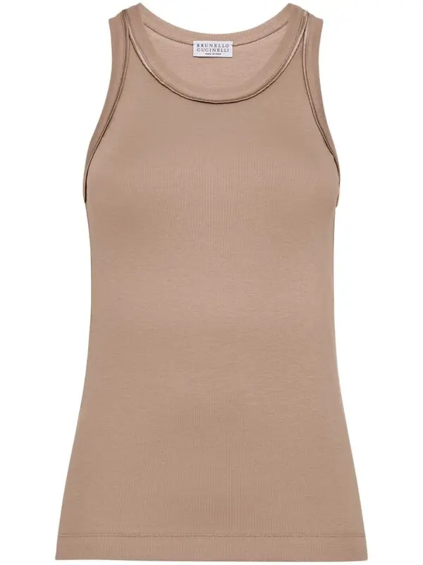 Brunello Cucinelli Cotton-blend Vest Top - Brown