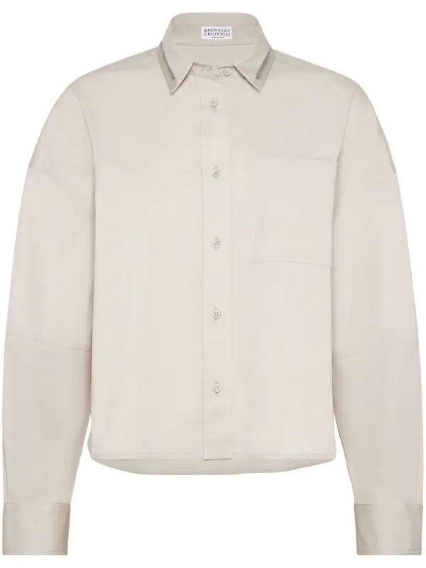 Brunello Cucinelli Appliqué-detail Long-sleeve Shirt