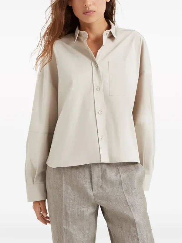 Brunello Cucinelli Appliqué-detail Long-sleeve Shirt