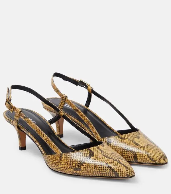 Isabel Marant Pilia Leather Slingback Pumps - Neutrals