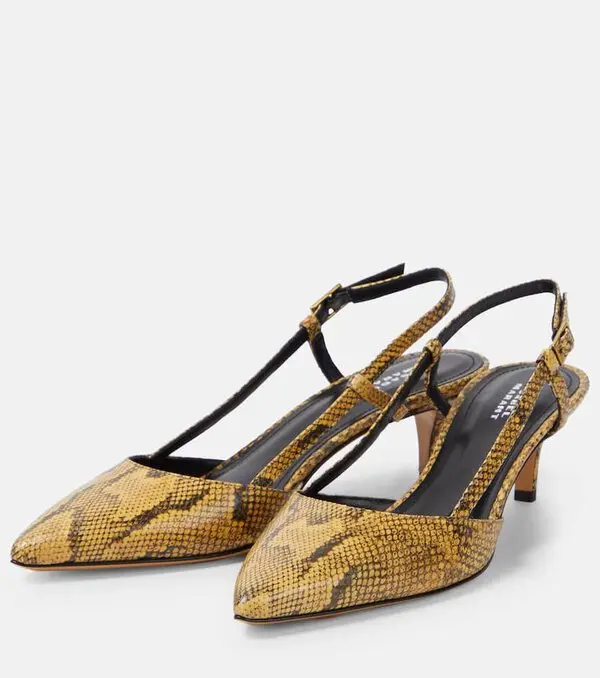 Isabel Marant Pilia Leather Slingback Pumps - Neutrals