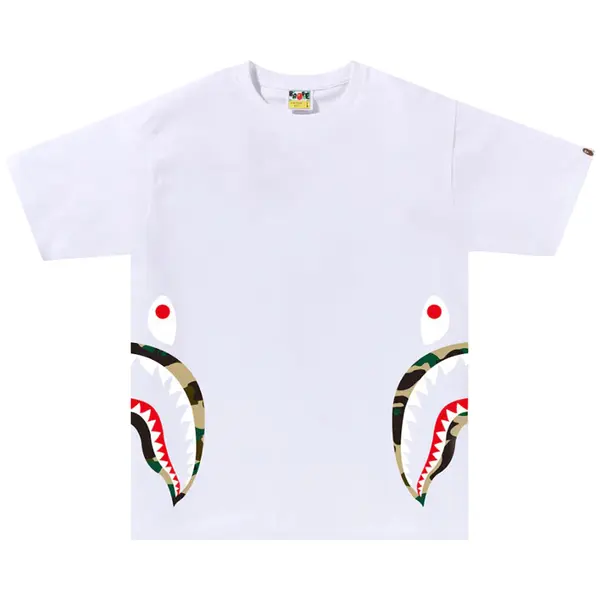 A BATHING APE 1st Camo Side Shark Tee - White
