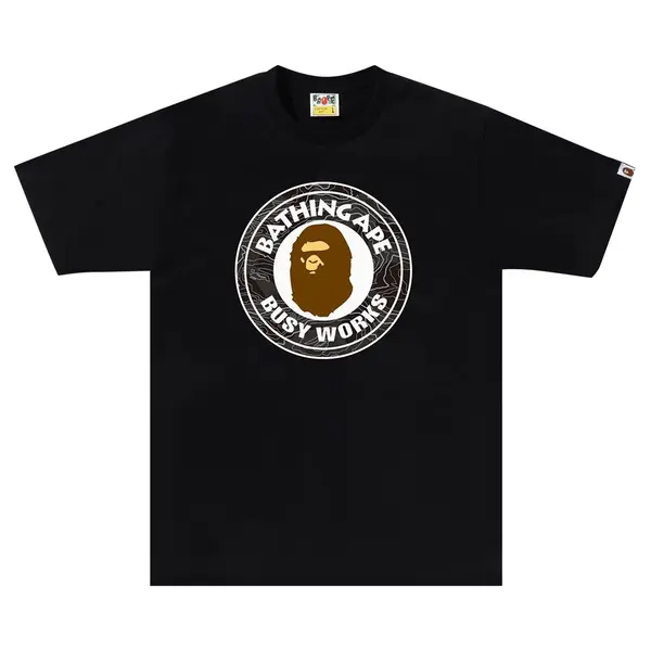 A BATHING APE Layered Line Camo Busy Works Tee - Black