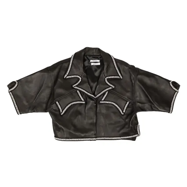 Rhude Leather Shirt With Lace Trim - Black