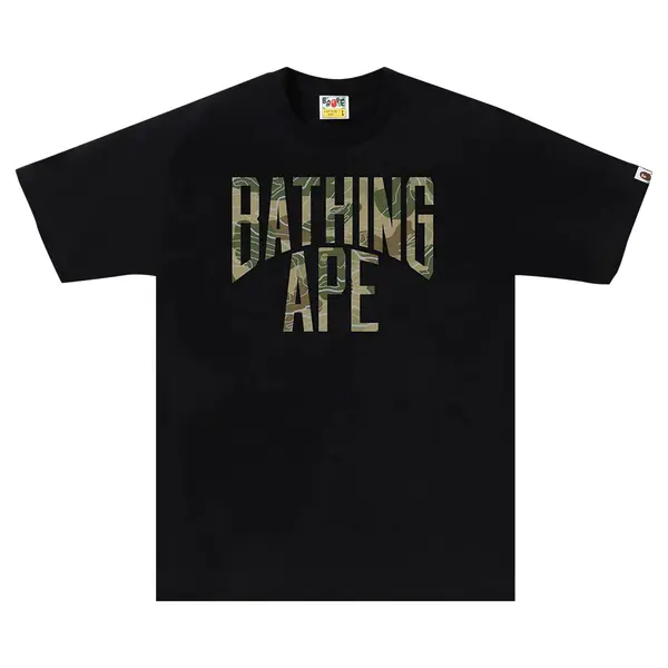 A BATHING APE Layered Line Camo Nyc Logo Tee /beige - Black