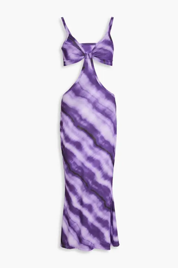 Cult Gaia Kumi Cutout Tie-dyed Mesh Midi Dress - Purple