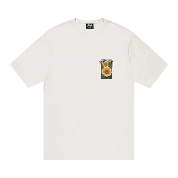 StÜssy Flower Grid Pigment Dyed Tee 'natural - White