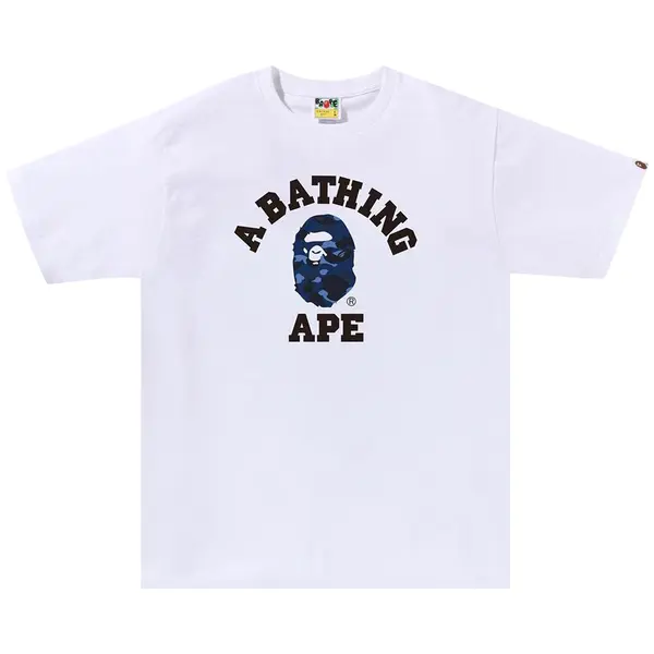 A BATHING APE Color Camo College Tee /navy - White