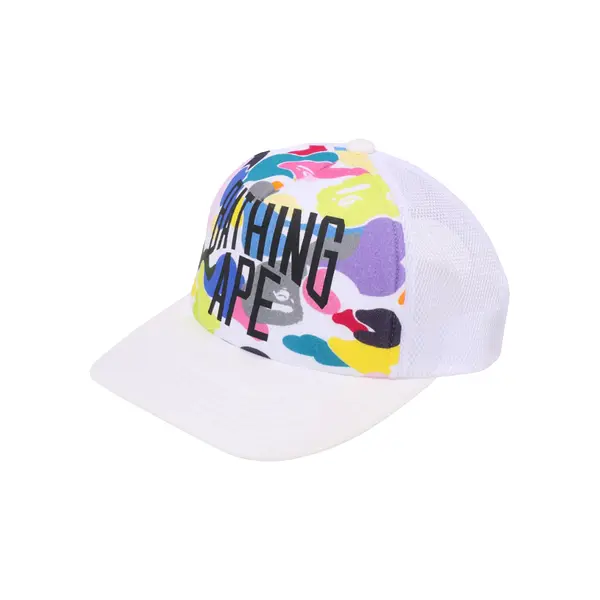 BAPE Multi Camo Nyc Logo Mesh Cap - White