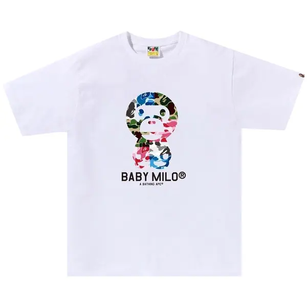 A BATHING APE Abc Camo Crazy Baby Milo Tee - White