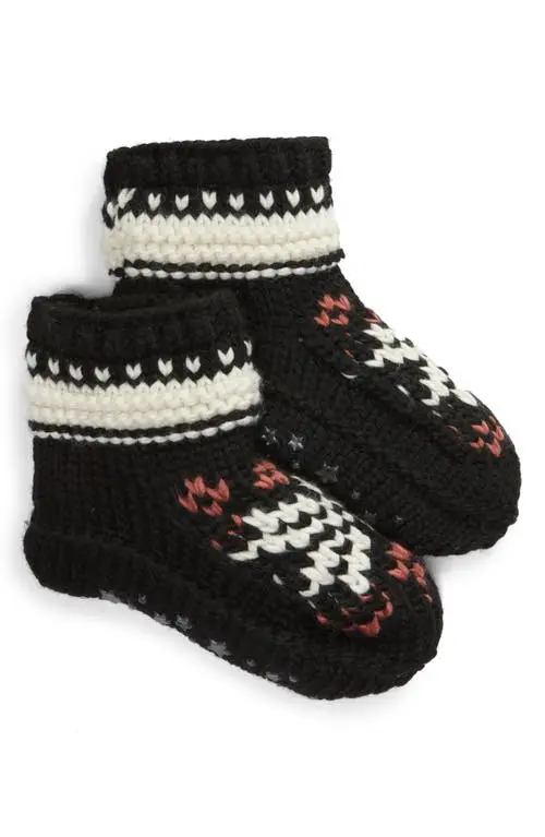 MEMOI Nordic Flake Slipper Socks - Black