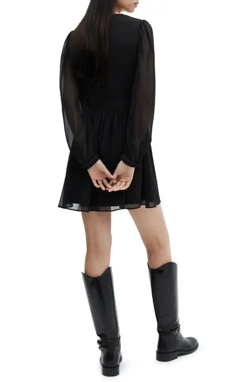 Mango Flowy Beaded Mini Dress In Black - 40% Off | Editorialist
