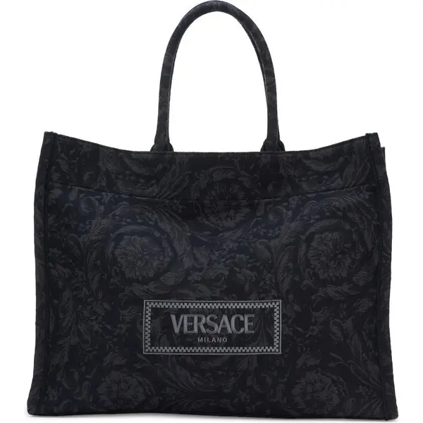 Versace Extra Large Barocco Jacquard Tote - Black Black Versace Gold