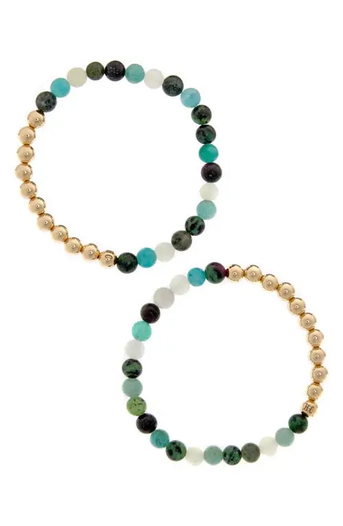 THE HEALER’S COLLECTION N6 Beaded Bracelets Set Of 2 - Yellow Gold