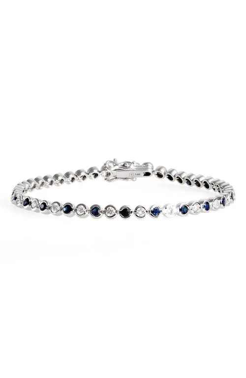 VALANI ATELIER Sapphire And Diamond 14k White Gold Tennis Bracelet - White Gold/sapphire/diamond