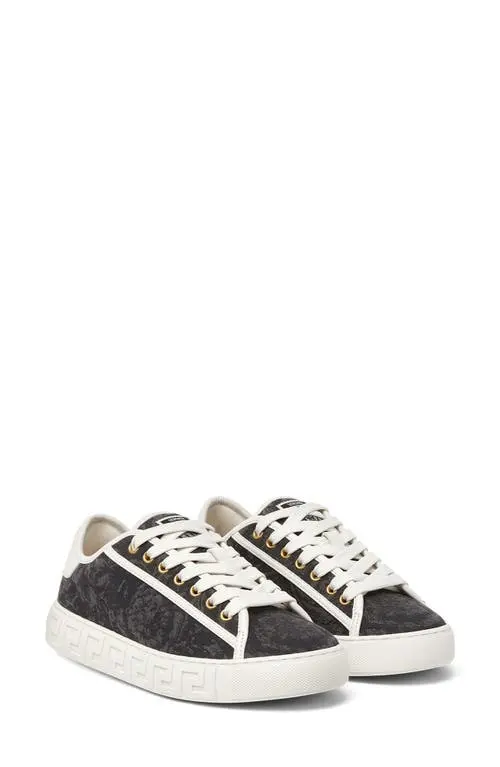 Versace Barroco Greca Jacquard Low Top Sneakers - Black/off White