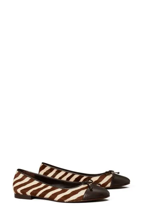 Tory Burch Leopard Print Genuine Calf Hair Ballet Flat - Zebra/coco