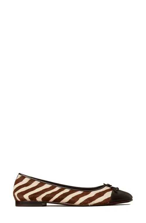 Tory Burch Leopard Print Genuine Calf Hair Ballet Flat - Zebra/coco