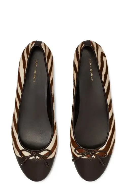 Tory Burch Leopard Print Genuine Calf Hair Ballet Flat - Zebra/coco