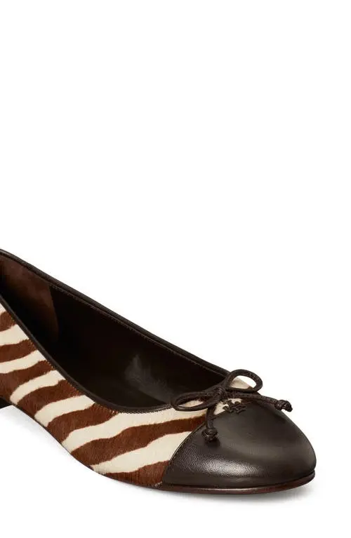 Tory Burch Leopard Print Genuine Calf Hair Ballet Flat - Zebra/coco