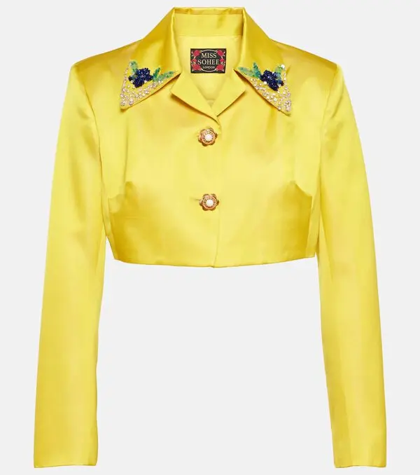 MISS SOHEE Embellished Jacket And Crop Top Set - Yellow