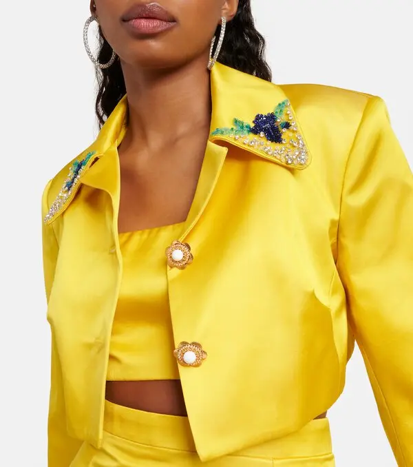 MISS SOHEE Embellished Jacket And Crop Top Set - Yellow
