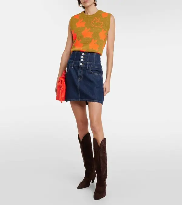 RE/DONE Corset High-rise Denim Miniskirt