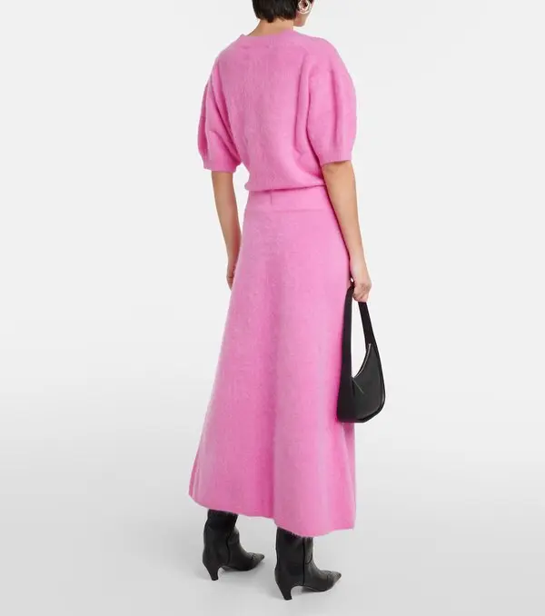 LISA YANG Asta High-rise Cashmere Midi Skirt - Pink