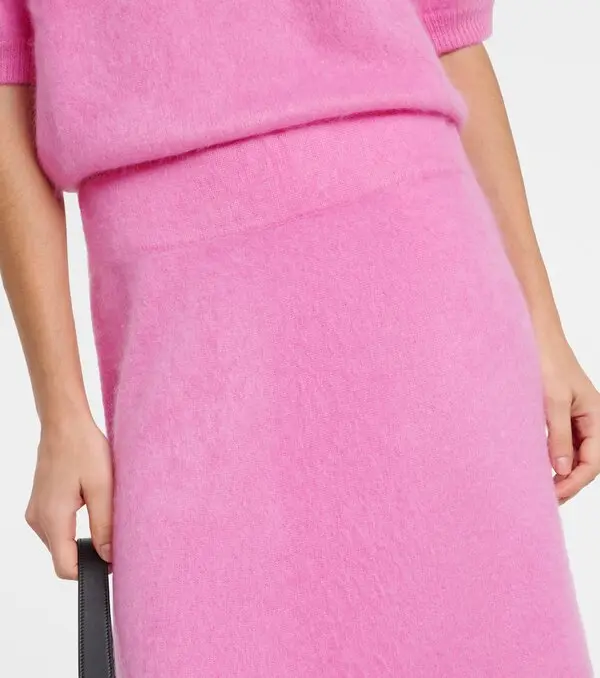 LISA YANG Asta High-rise Cashmere Midi Skirt - Pink
