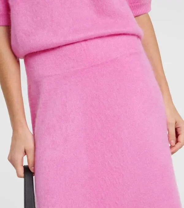 LISA YANG Asta High-rise Cashmere Midi Skirt - Pink