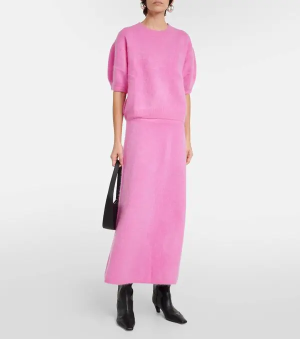 LISA YANG Asta High-rise Cashmere Midi Skirt - Pink