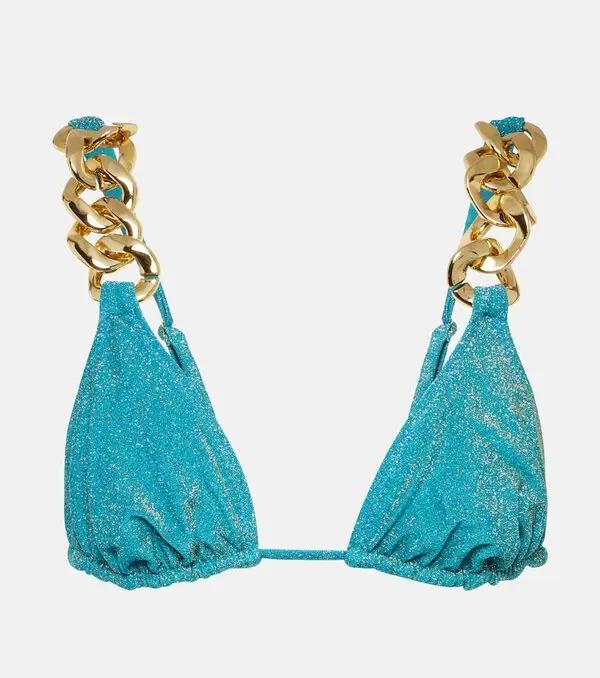 SAME Gold Chain Triangle Bikini Top - Green
