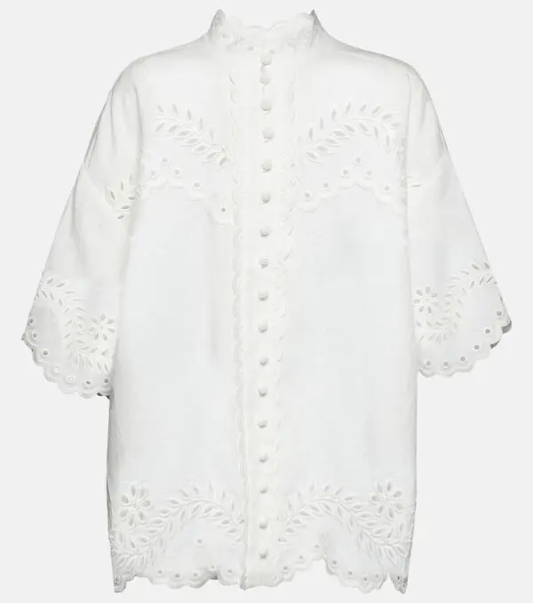 Zimmermann Junie Broderie Anglaise Linen Blouse