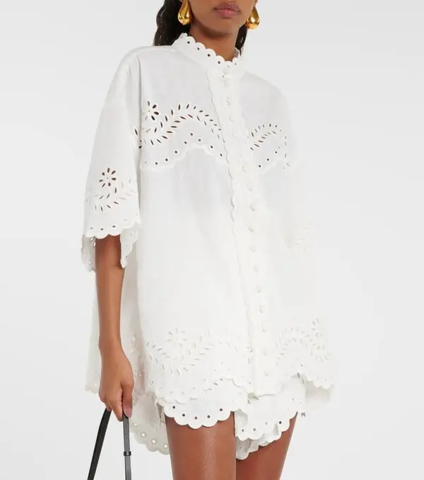 Zimmermann Junie Broderie Anglaise Linen Blouse