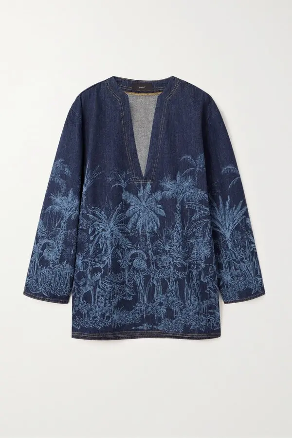 Alanui Jungle Toile De Jouy Denim Tunic
