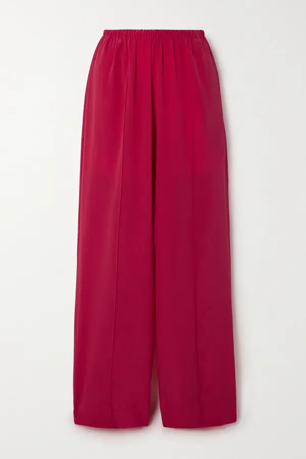 ESSE STUDIOS Classico Silk Crepe De Chine Wide-leg Pants