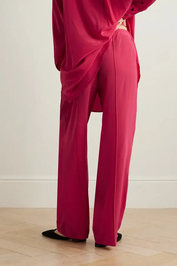 ESSE STUDIOS Classico Silk Crepe De Chine Wide-leg Pants